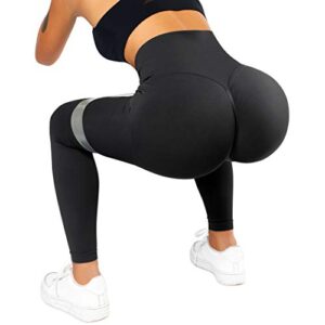 SUUKSESS Scrunch Butt Lifting Seamless Leggings for Women Booty High Waisted Workout Yoga Pants (Black, M)