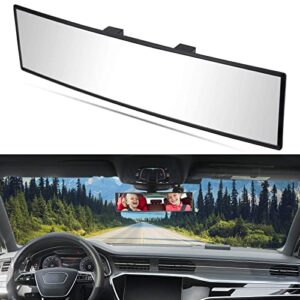 JoyTutus Rear View Mirror, Universal 11.81 Inch Panoramic Convex Interior Clip-on Wide Angle Mirror to Reduce Blind Spot Effectively for Car SUV Trucks -Clear