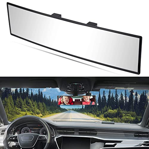 JoyTutus Rear View Mirror, Universal 11.81 Inch Panoramic Convex Interior Clip-on Wide Angle Mirror to Reduce Blind Spot Effectively for Car SUV Trucks -Clear