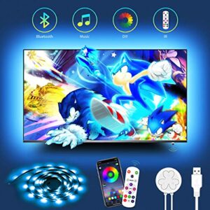 hiromeco bluetooth 21ft tv led backlight for 82 95 inch, usb tv background lights kit with app control, music and multiple scene mode, 16 million colors changing lights for pc monitor gaming room.