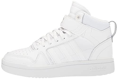 adidas Women's Postmove Mid Basketball Shoe, White/White/Grey One, 8