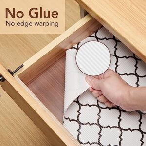 Glotoch Shelf Liner for Kitchen Cabinets Non Slip,17.5" x 30FT Drawer Liner Waterproof Cabinet Liner for Shelve,Premium Refrigerator Liners for Shelves,Cupboard,Dresser,Closet,Quatrefoil White