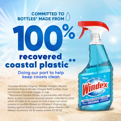 Windex Original Blue Glass and Window Cleaner Bundle - Includes a 23 fl oz Spray and a 32 fl oz Refill