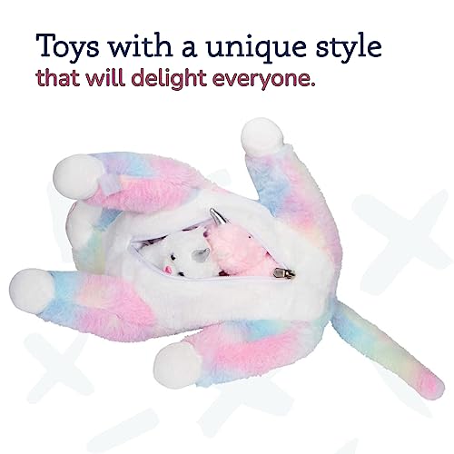 PixieCrush | Unicorn Stuffed Animals - Kitty Cat Plushies for Kids - Cute Squishy Pillow Toy - Stuffed Mommy Unicorn Kitty Cat with 4 Baby Unicorns - Gift Present Animal Pillows for Girls and Boys