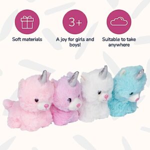 PixieCrush | Unicorn Stuffed Animals - Kitty Cat Plushies for Kids - Cute Squishy Pillow Toy - Stuffed Mommy Unicorn Kitty Cat with 4 Baby Unicorns - Gift Present Animal Pillows for Girls and Boys