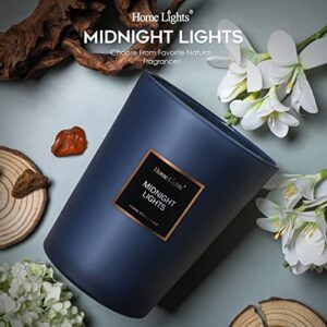 HomeLights Highly Scented Soy Candles Big 33.3 oz for Home. 3 Cotton Wicks, Smokeless Long Lasting 130 hrs in Midnight Lights. 5x6, Great Gift for Women & Men