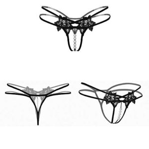 Jelove Women Sexy Panties Floral Lace Briefs Thongs Underwear Pack of 4 (Black, M)