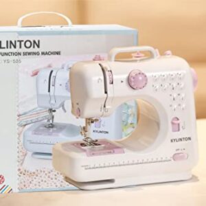 Kylinton Beginners Mini Sewing Machine for Kids, Electric Small Sewing Machine with Foot Pedal, 12 Stitches, High-Low Speeds, Automatic Winding for Cloth Girls Adults