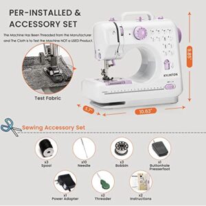 Kylinton Beginners Mini Sewing Machine for Kids, Electric Small Sewing Machine with Foot Pedal, 12 Stitches, High-Low Speeds, Automatic Winding for Cloth Girls Adults