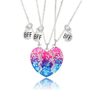 3pcs cute half broken heart koala panda engraved bff pendant necklace for best friend women girl men boy lovely love heart animal necklace friendship jewelry birthday gift-c heart