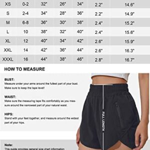 BMJL Women's Running Shorts Elastic High Waisted Shorts Pocket Sporty Workout Shorts Quick Dry Athletic Shorts Pants Summer Clothes(L,Black)