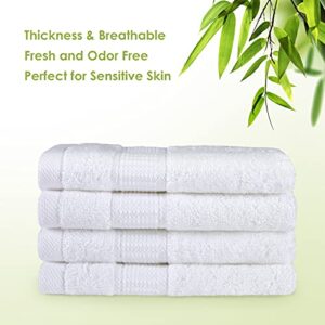 CANFOISON Bamboo Washcloths for Face and Body, 4 Pack White Washcloths for Adult Kids Baby Luxury Super Soft Highly Absorbent Bathroom Towels 13"x13"