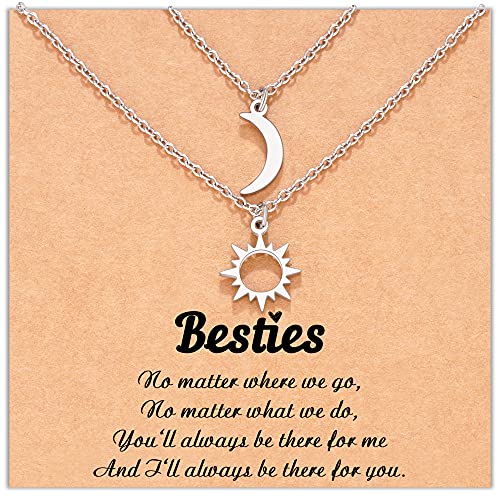 Shonyin Sun Moon Best Friend Necklaces for Women 2 Besties Friendship Pedant Necklaces Jewelry Gifts for Teen Girls Sister