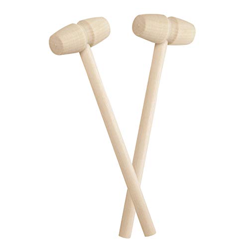 Tupalizy 2 Pieces Mini Wooden Mallet for Chocolate Heart Breakable Smashing Wood Hammers for Cracking Crabs Lobsters Shells Kids Golf Tees Preschooler Crafts Seafood Tools Kitchen Supplies