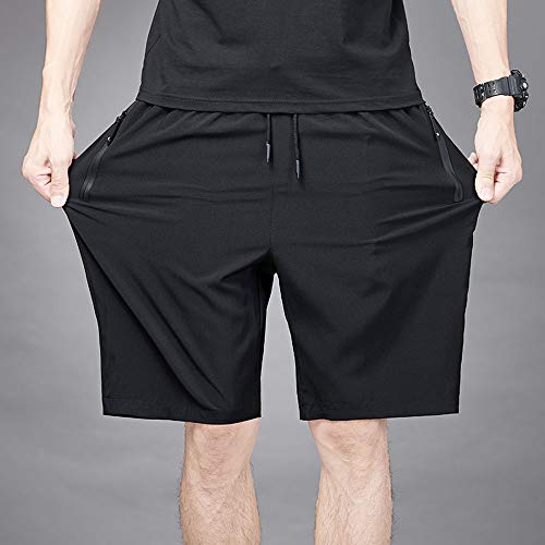 Men's Gym Workout Shorts Quick Dry Lightweight Athletic Training Running Hiking Jogger with Zipper Pockets(Muaney-MenSportShorts7022-Black02-M)