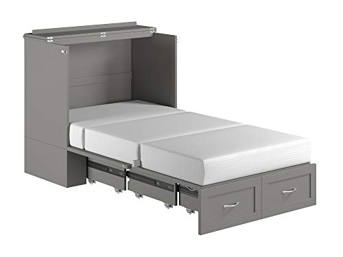 AFI Hamilton Murphy Bed Chest with Charging Station, Twin XL, Grey