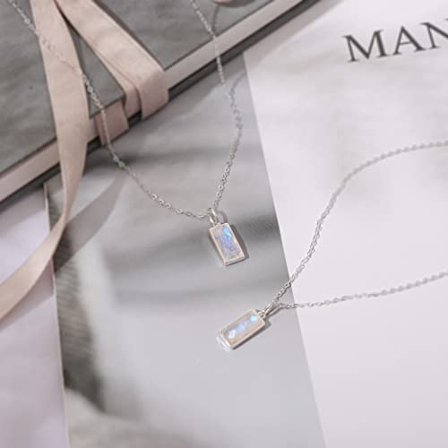 HOPE LOVE SHINE New Beginnings Rainbow Moonstone Sterling Silver Necklace for Women - Gifts for Her - Divorce Gifts for Women, Fertility Necklace, Break Up, Recovery, Retirement