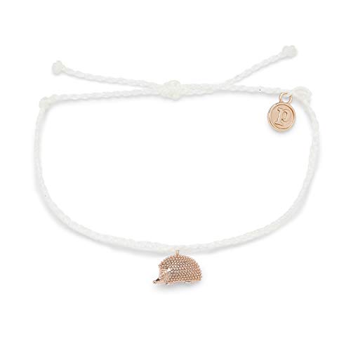 Pura Vida Rose Gold Hedgehog Bracelet - 100% Waterproof, Adjustable Band - Plated Brand Charm, White