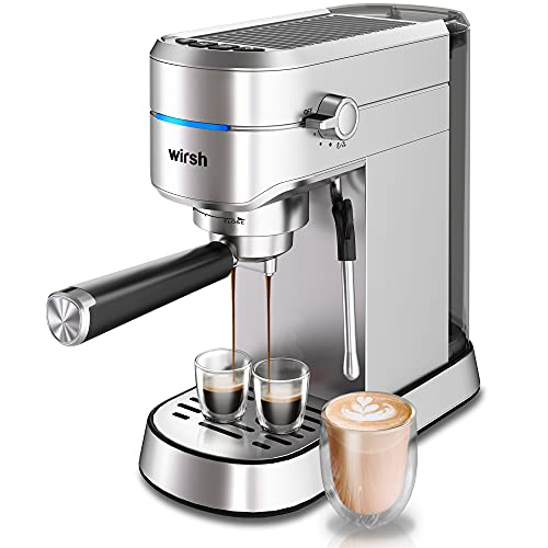 wirsh Espresso Machine, Espresso Maker with Commercial Steamer for Latte and Cappuccino, Expresso Coffee Machine with 42 oz Removable Water Tank,Stainless Steel (Home Barista)