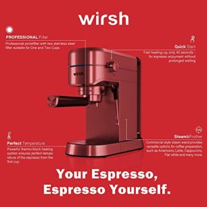 wirsh Espresso Machine, Espresso Maker with Commercial Steamer for Latte and Cappuccino, Expresso Coffee Machine with 42 oz Removable Water Tank,Stainless Steel (Home Barista)