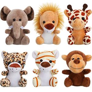 12 pieces mini stuffed forest animals jungle animal plush toys in 4.8 inch cute elephant lion giraffe tiger plush for animal themed parties teacher student achievement award (sitting)