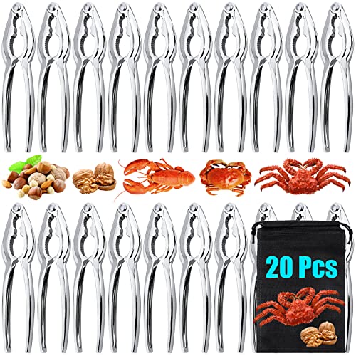 20 Pcs Crab Crackers, Crab Crackers and Tools Seafood Crackers Stainless Steel, Lobster Crab Leg Crackers Opener Set, Shellfish Crab Claw Nut Crackers for Home Kitchen Party Tools, Silver