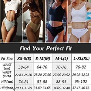 FINETOO 4 Pack High Waist Thongs for Women Breathable Underwear Soft Stretchy Nylon Spandex No Side Seam Panties(L)