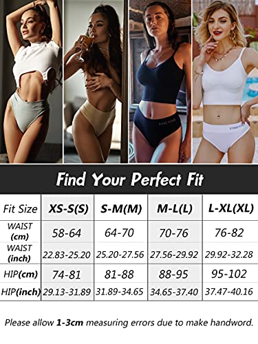 FINETOO 4 Pack High Waist Thongs for Women Breathable Underwear Soft Stretchy Nylon Spandex No Side Seam Panties(L)