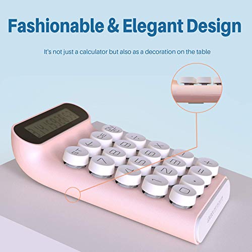 Mechanical Switch Calculator,Handheld for Daily and Basic Office,10 Digit Large LCD Display (Pink)