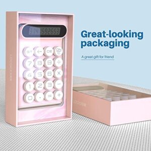 Mechanical Switch Calculator,Handheld for Daily and Basic Office,10 Digit Large LCD Display (Pink)