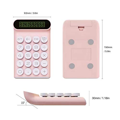 Mechanical Switch Calculator,Handheld for Daily and Basic Office,10 Digit Large LCD Display (Pink)