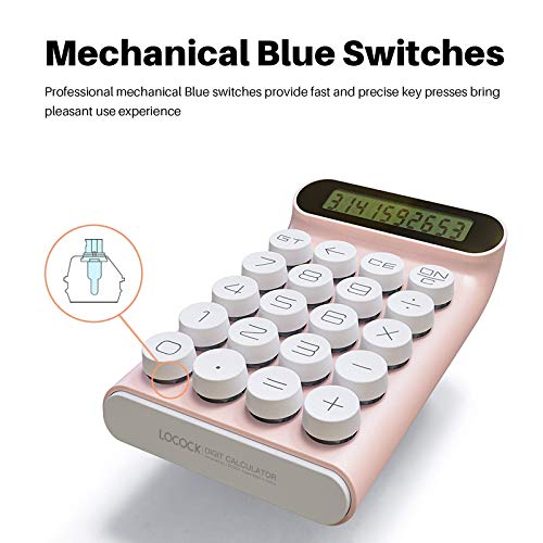 Mechanical Switch Calculator,Handheld for Daily and Basic Office,10 Digit Large LCD Display (Pink)