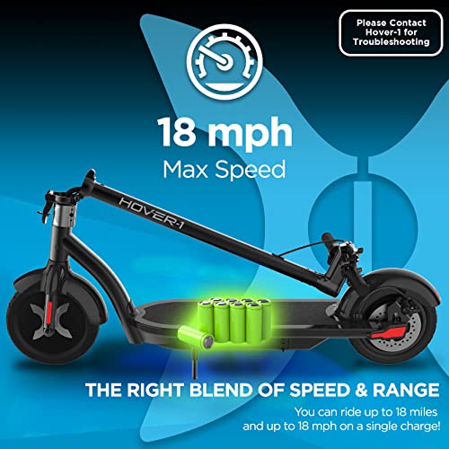 Hover-1 Alpha Pro Electric Kick Scooter | 18MPH, 18 Mile Range, 5HR Charge, LCD Display, 10 Inch High-Grip Tires, 264LB Max Weight, Certified & Tested - Safe for Teens & Adults, Black