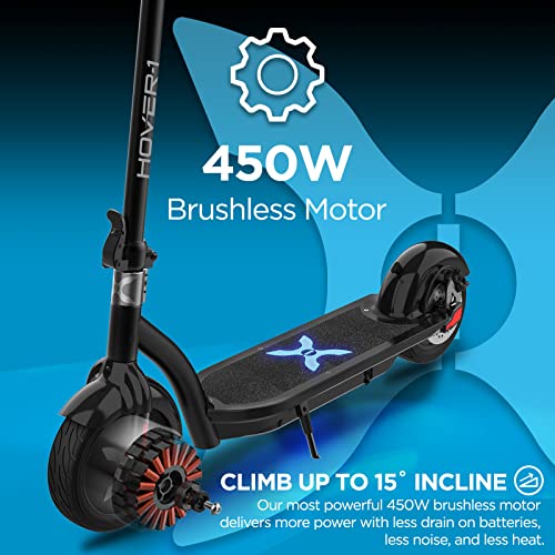 Hover-1 Alpha Pro Electric Kick Scooter | 18MPH, 18 Mile Range, 5HR Charge, LCD Display, 10 Inch High-Grip Tires, 264LB Max Weight, Certified & Tested - Safe for Teens & Adults, Black