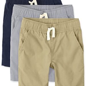 The Children's Place boys Pull on Jogger Shorts, Fin Gray/Flax/Tidal 3 Pack, 8 US