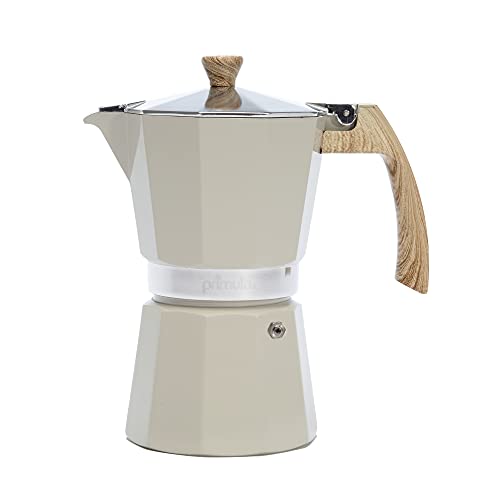 Primula Aluminum Stove Top Espresso Maker, Percolator Pot for Moka, Cuban Coffee, Cappuccino, Latte and More, Perfect for Camping, 6 Cup, Cream