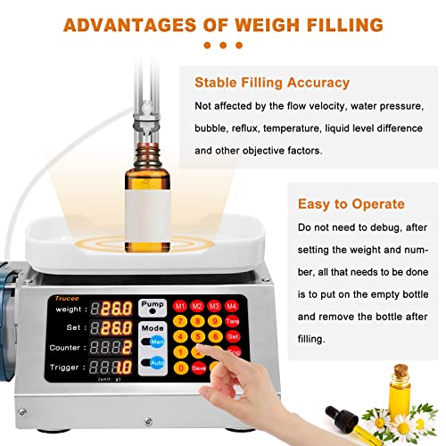 Saladulce Liquid Filling Machine 1.2L/min Electric Bottle Filler 3-300ml Weighing Filling Machine for Perfume, Oil, Trial Pack, Juice (110V)