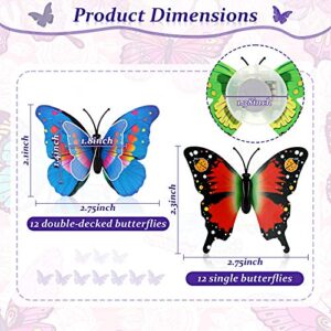 Honoson 3D LED Butterfly Decoration Night Light Sticker Single and Double Wall Light for Garden Backyard Lawn Party Festive Party Nursery Bedroom Living Room (24)