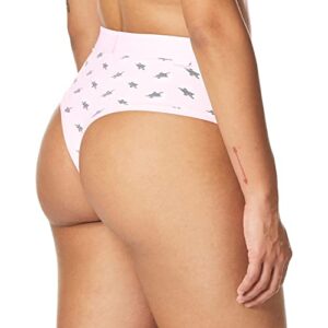 Calvin Klein Women's CK One Micro High-Waist Thong Panty, Sleeping Star Print Pearly Pink, X-Large