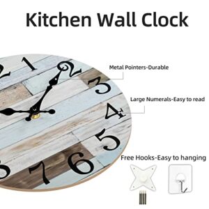 KECYET Wall Clock - 10 Inch Silent Non-Ticking Wooden Clocks Battery Operated - Country Retro Rustic Style Decorative for Living Room, Kitchen, Home,Bathroom, Bedroom, Laundry Room