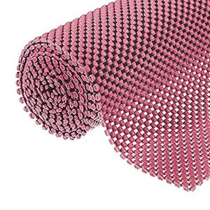 shelf liner drawer liner non-slip mat shelves liners 12" x6.5’ grid pattern pvc non-adhesive grip liner anti-slip mat for kitchen cabinets wire shelving pantry dresser refrigerator (pink)