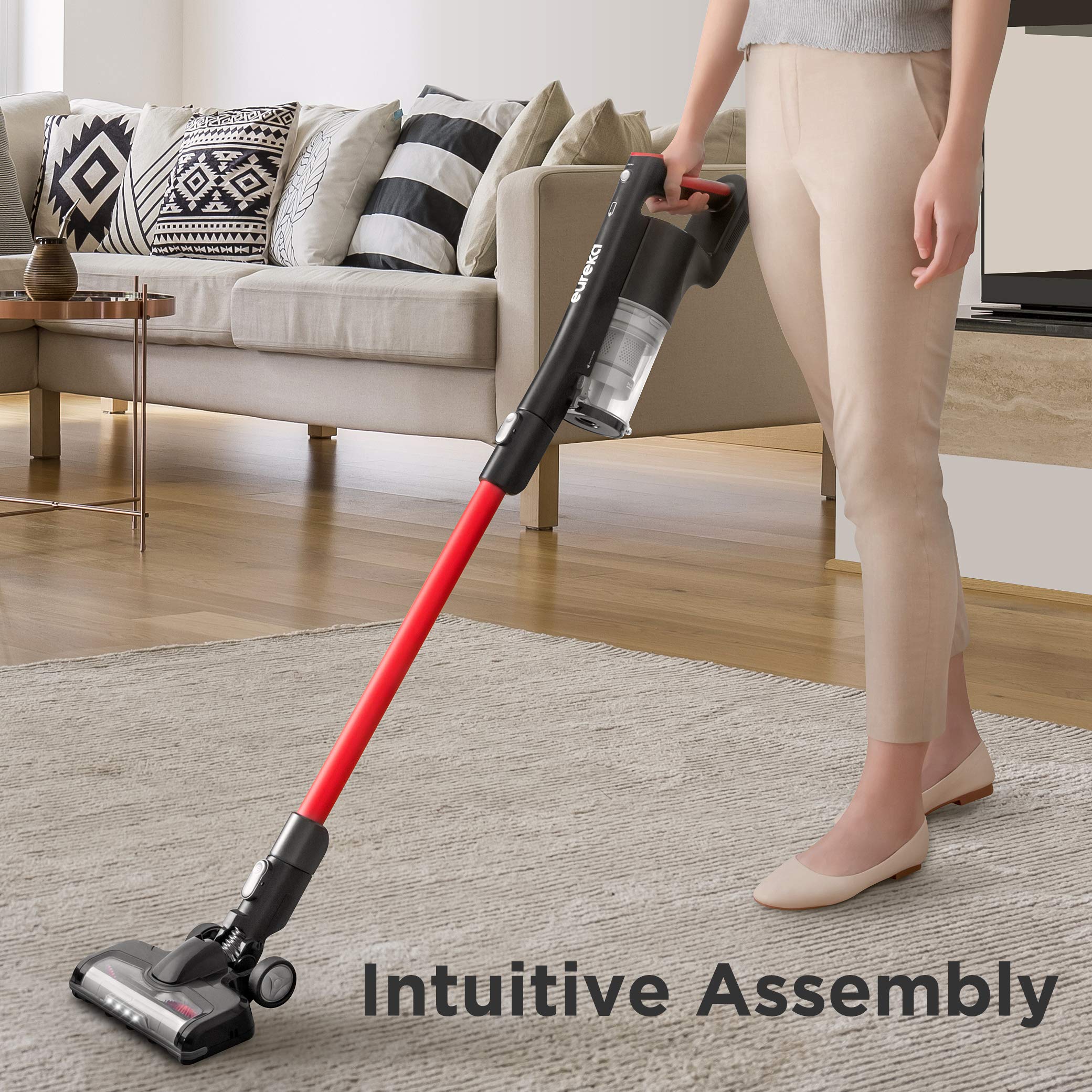 EUREKA Rechargeable Handheld Portable with Powerful Motor Efficient Suction Cordless Stick Vacuum Cleaner Convenient for Hard Floors, NEC101, Black, 80 Ounces