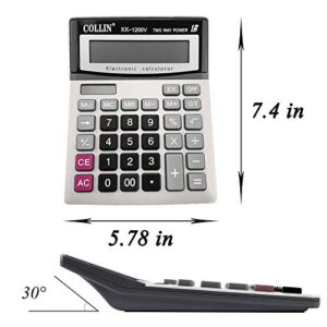 Desk Calculator, 12-Digit Solar Battery Office Calculator with Large LCD Display Big Sensitive Button, Dual Power Desktop Calculators