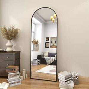 beautypeak 64"x21" arch floor mirror, full length mirror wall mirror hanging or leaning arched-top full body mirror with stand for bedroom, dressing room, black