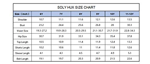 SOLY HUX Girl's Summer 2 Piece Outfits Short Sleeve Crop Top and Cute Print Shorts Sets Cute Clothing Set Black 8Y