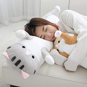 shangman Lovely Plush Cat Doll Cute Cartoon Soft Stuffed Kitten Long Throw Sleeping Pillow Toy Gift for Kids Girlfriend Multiple Size (Grey,70cm/27.5in)