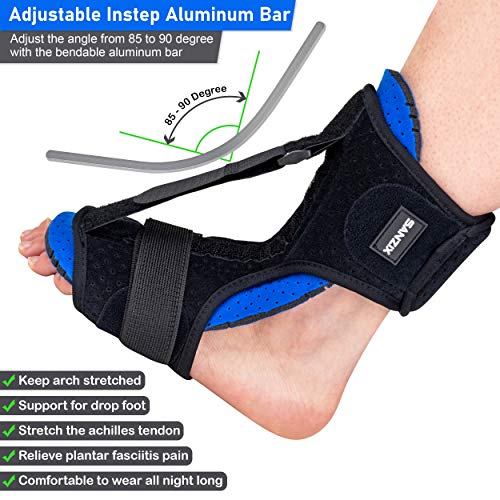 Sanzix Plantar Fasciitis Night Splint, Adjustable Plantar Fasciitis Ankle Brace, Orthotic Brace for Arch Foot Pain, Night Splints for Plantar Fasciitis Relief, Foot Drop, Achilles Tendonitis Support