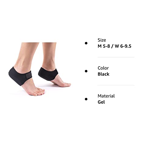 Plantar Fasciitis Heel Cups for Heel Pain 【Updated Version】 Heel Protectors Heel Sleeves Pads, Heel Support for Heel Pain, Heel Spur, Cracked Heels for Women and Men (Black, M 5-8 / W 6-9.5)