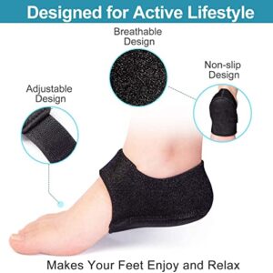 Plantar Fasciitis Heel Cups for Heel Pain 【Updated Version】 Heel Protectors Heel Sleeves Pads, Heel Support for Heel Pain, Heel Spur, Cracked Heels for Women and Men (Black, M 5-8 / W 6-9.5)