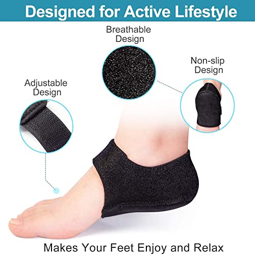 Plantar Fasciitis Heel Cups for Heel Pain 【Updated Version】 Heel Protectors Heel Sleeves Pads, Heel Support for Heel Pain, Heel Spur, Cracked Heels for Women and Men (Black, M 5-8 / W 6-9.5)